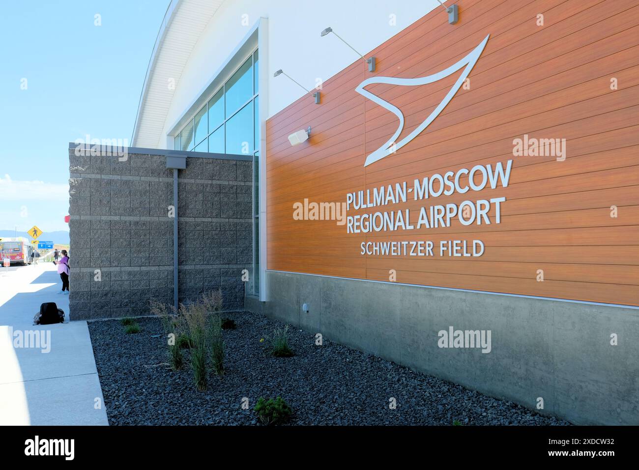 Sign on outside the new Pullman-Moscow Regional Airport (PUW) passenger ...