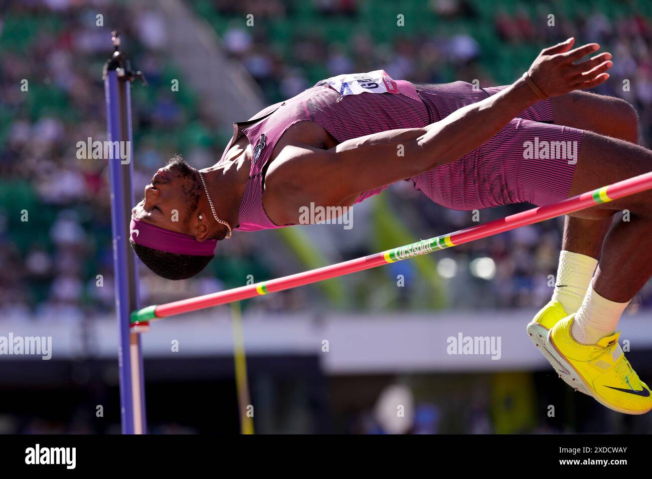 Kyle Garland competes during the decathlon high jump during the U.S ...