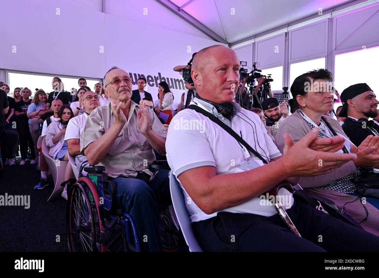 LVIV, UKRAINE - JUNE 20, 2024 - Participants in the official opening of ...