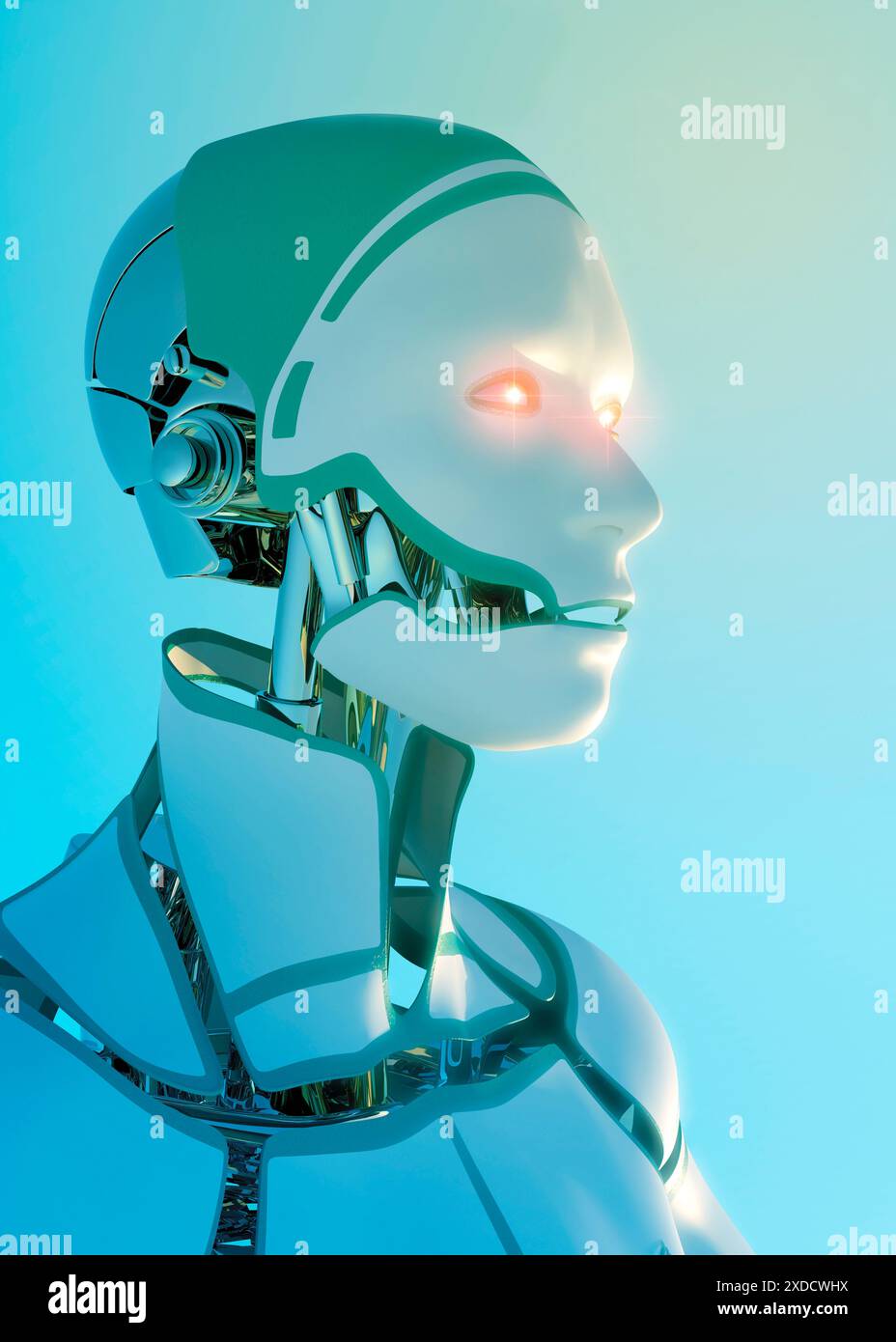 Artwork of a humanoid robot - an android. Might the human workforce one ...
