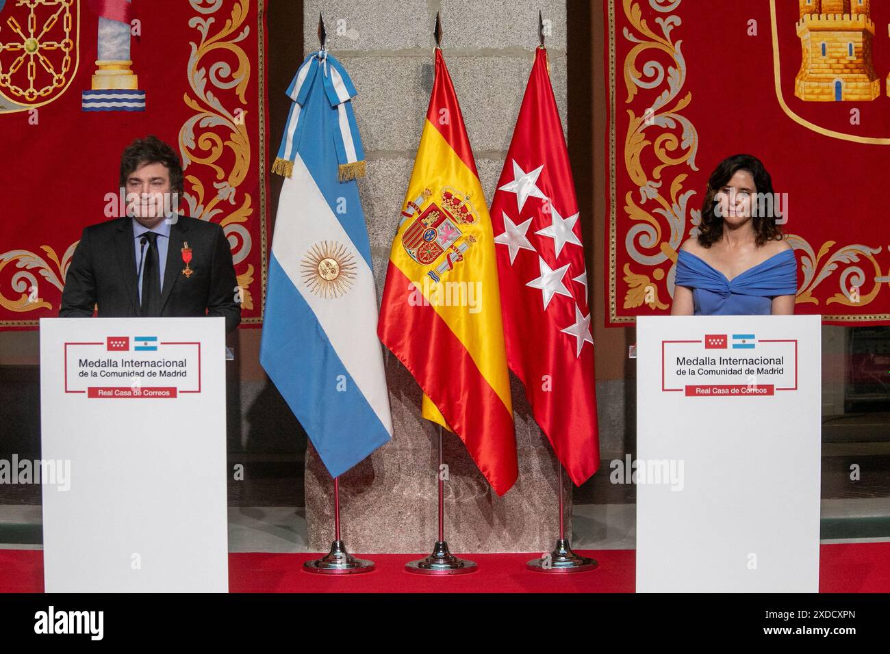 The President of the Community of Madrid, Isabel Díaz Ayuso and the ...