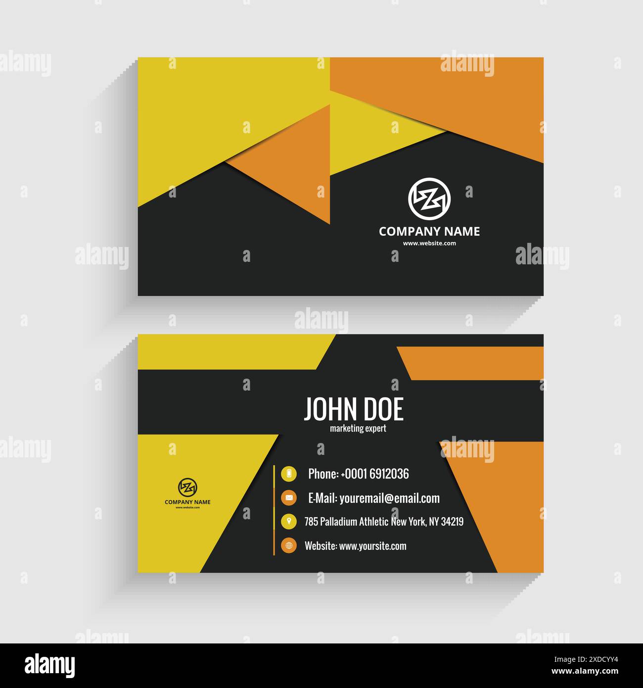 visiting card with yellow orange polygons Stock Vector Image & Art - Alamy