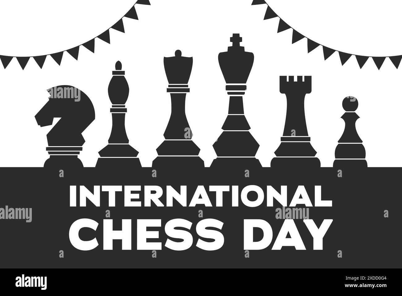 international chess day background illustration silhouette design Stock ...