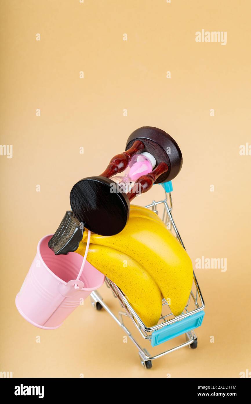 Overfilled Shopping Cart Symbolizing Excess, Wastefulness in Retail ...