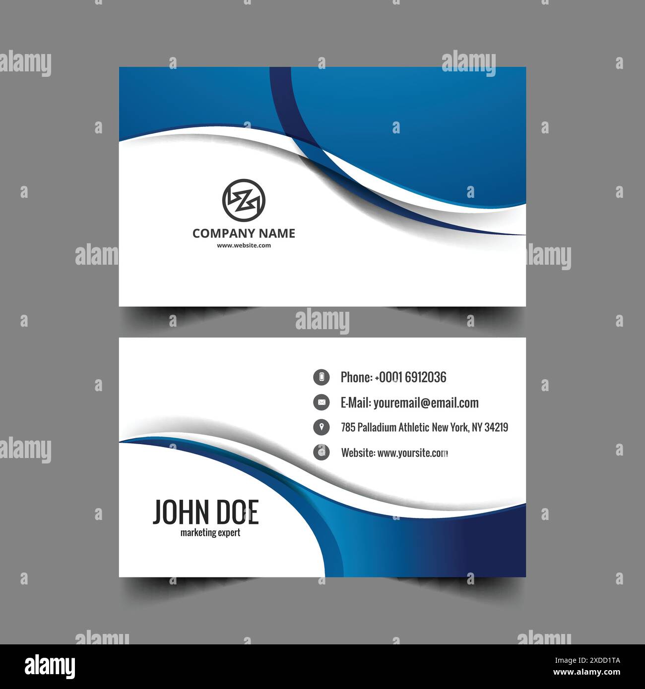 blue wavy business card vector design illustration Stock Vector Image ...