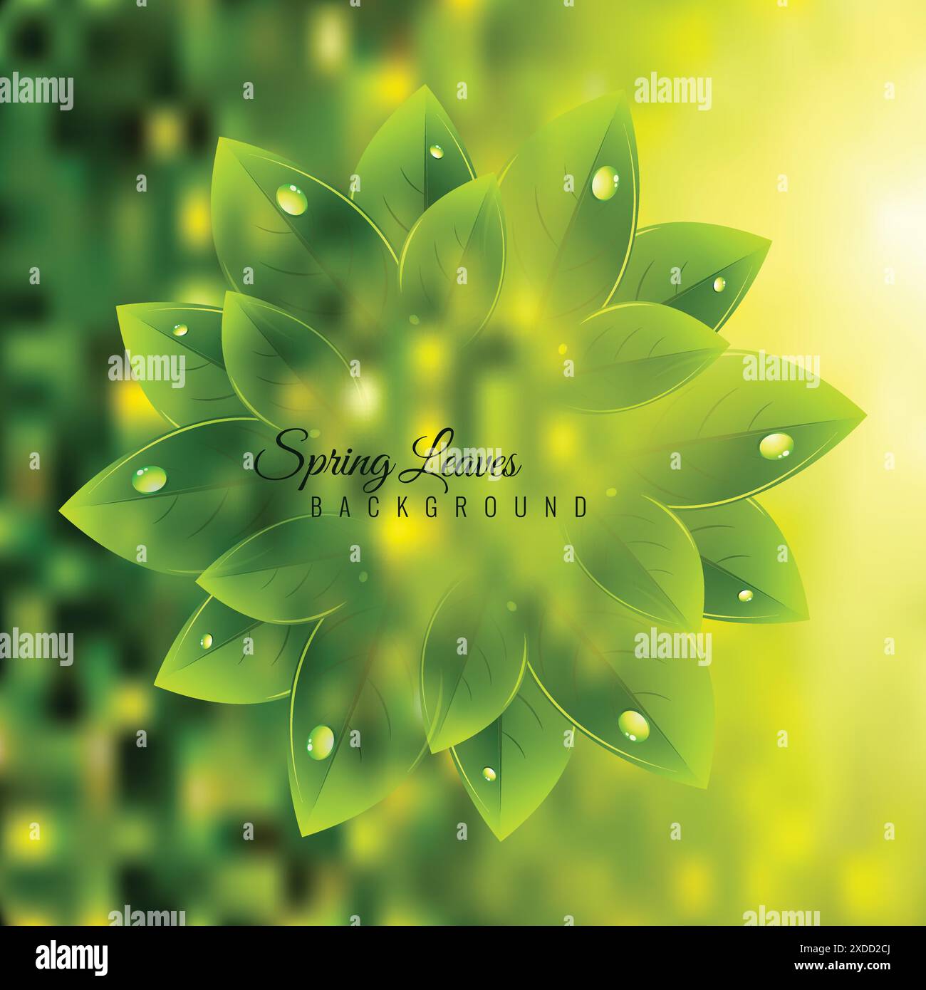 shiny spring background with green leaves Stock Vector Image & Art - Alamy