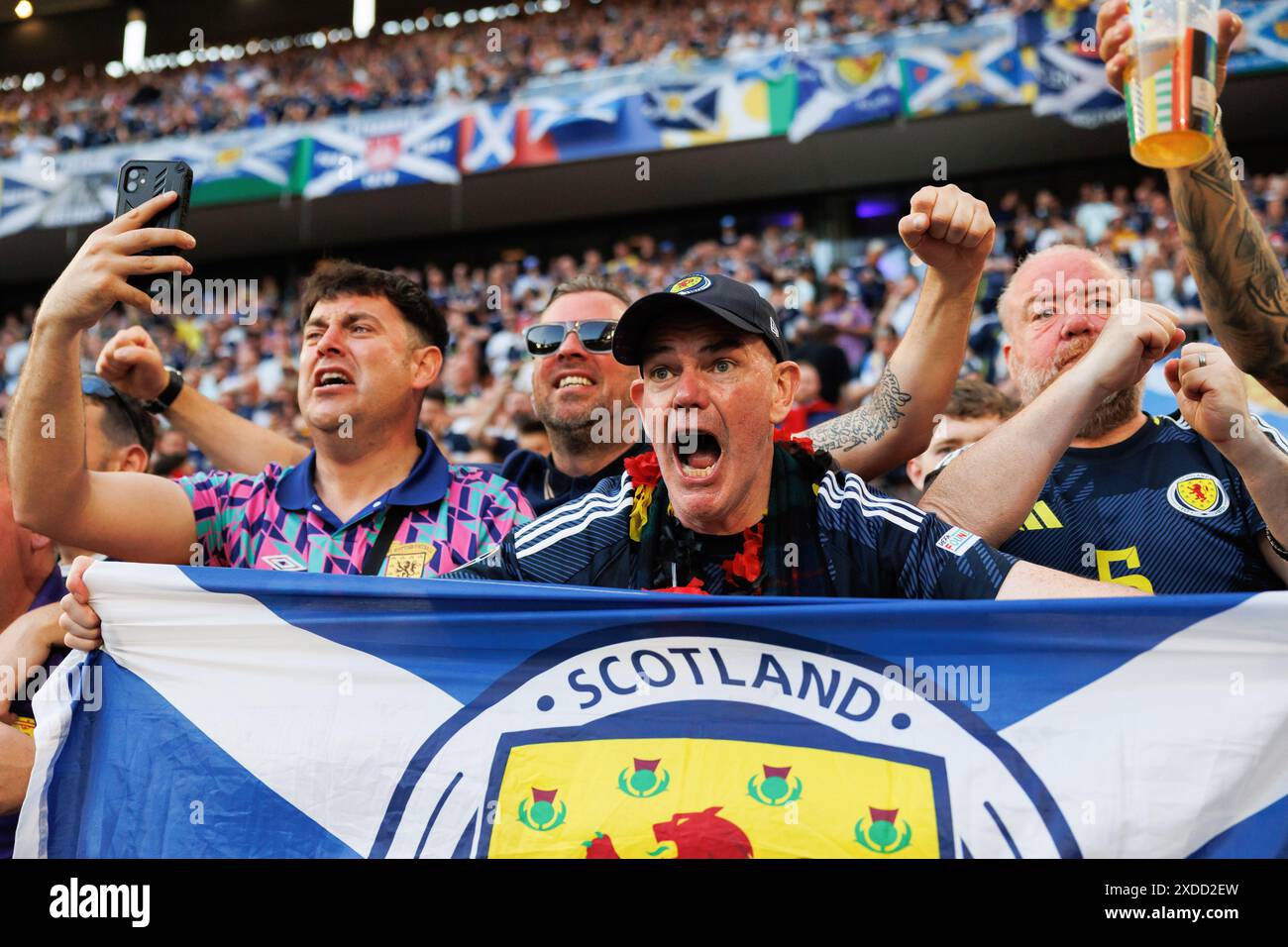 Cologne, Germany. 19th June, 2024. Fans of Scotland seen during UEFA ...