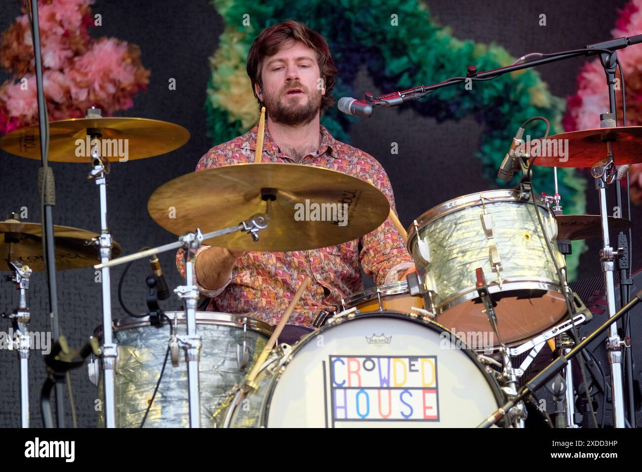 Newport, UK. 21st June, 2024. Elroy Finn, drummer with Australian rock ...