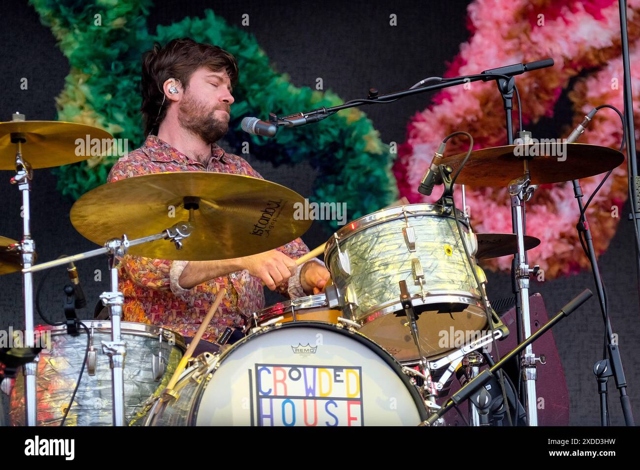 Elroy Finn, drummer with Australian rock band Crowded House performs ...