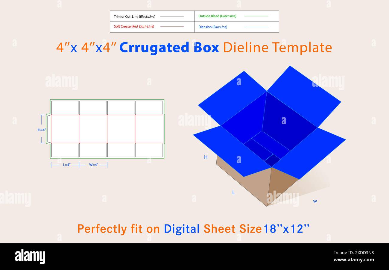 Corrugated Cardboard 4 x 4 x 4 Inches 3 Ply Box For Packing, Moving ...