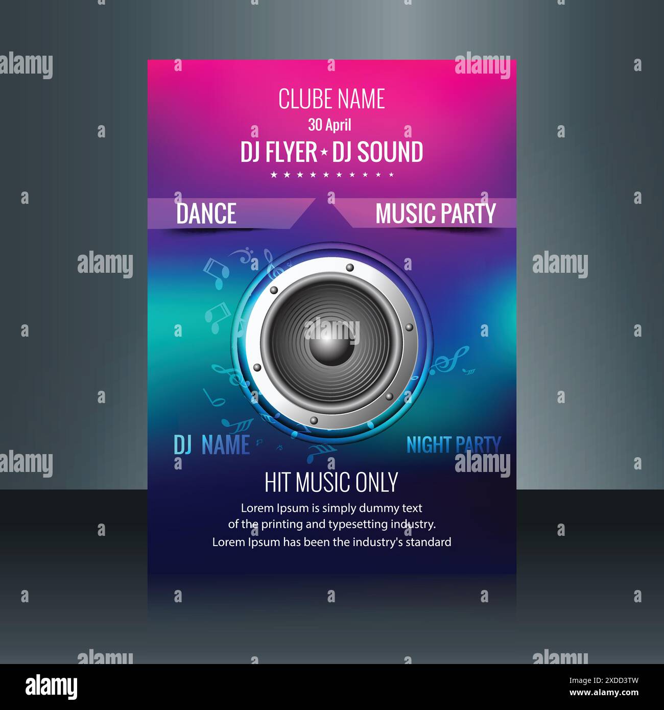 colorful music flyer with speaker Stock Vector Image & Art - Alamy