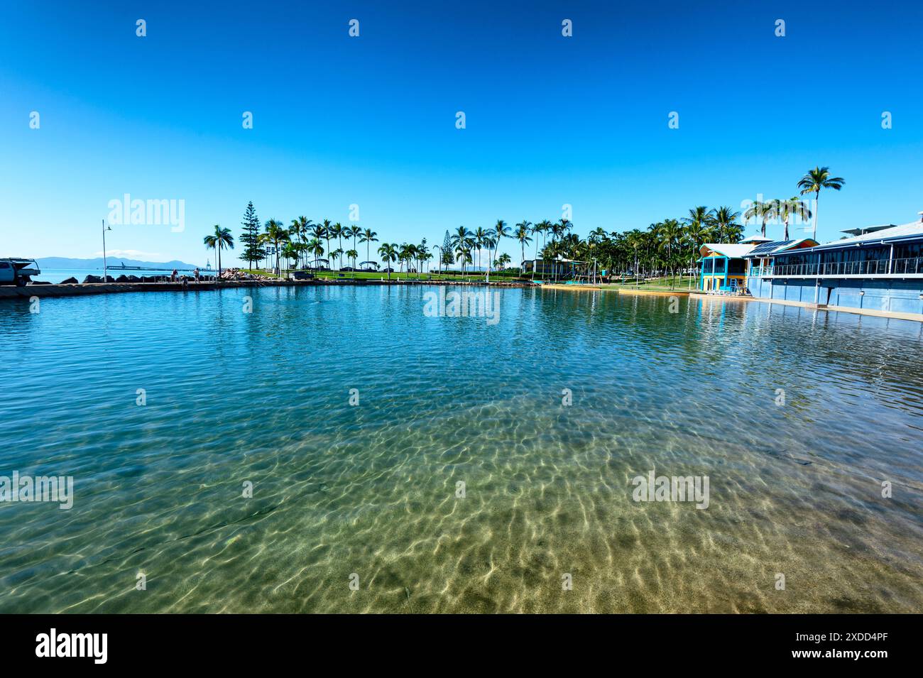 View of the Strand Rock Pool, a safe swimming area in Townsville, Far ...