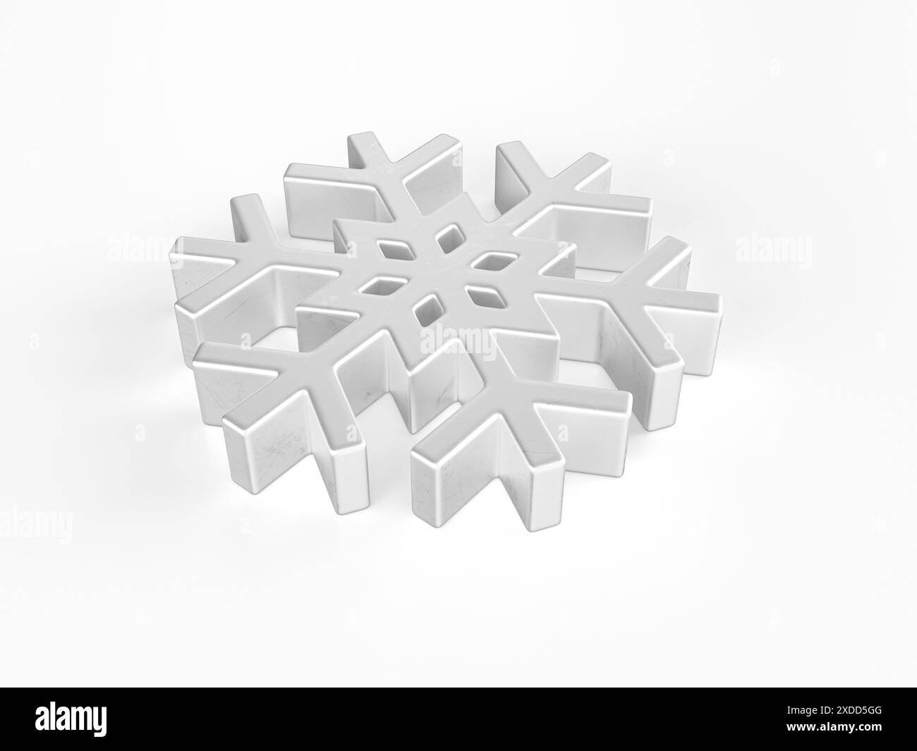 Metal snowflake symbol on a white background. 3d illustration Stock ...