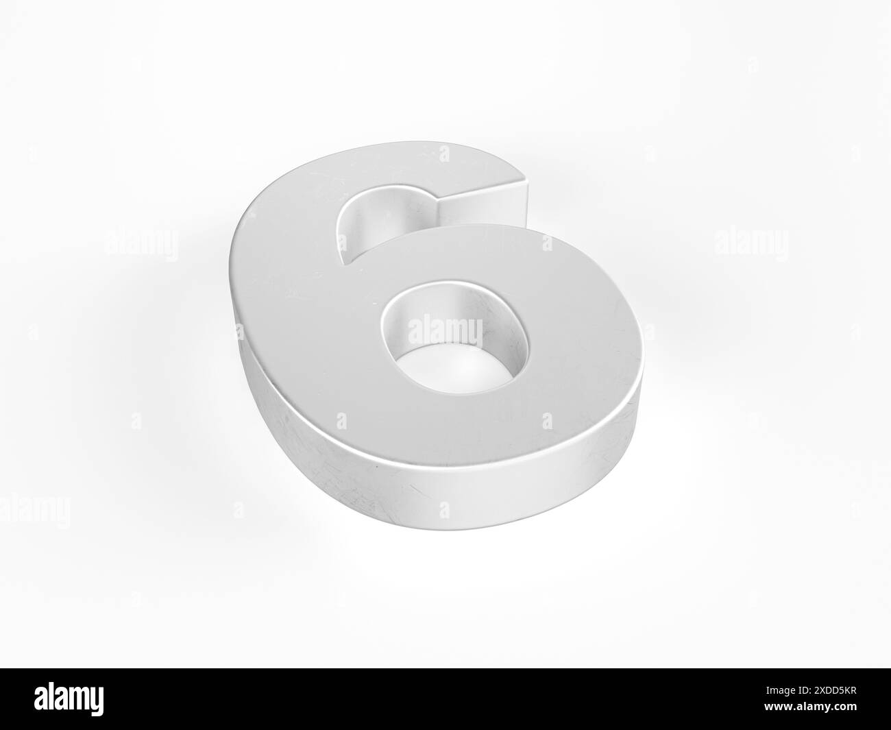 Metal number six on a white background. 3d illustration Stock Photo - Alamy