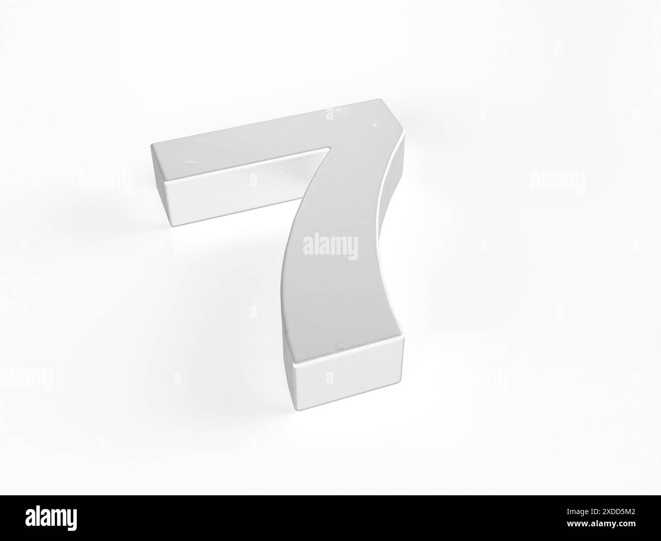 Metal number seven on a white background. 3d illustration Stock Photo ...