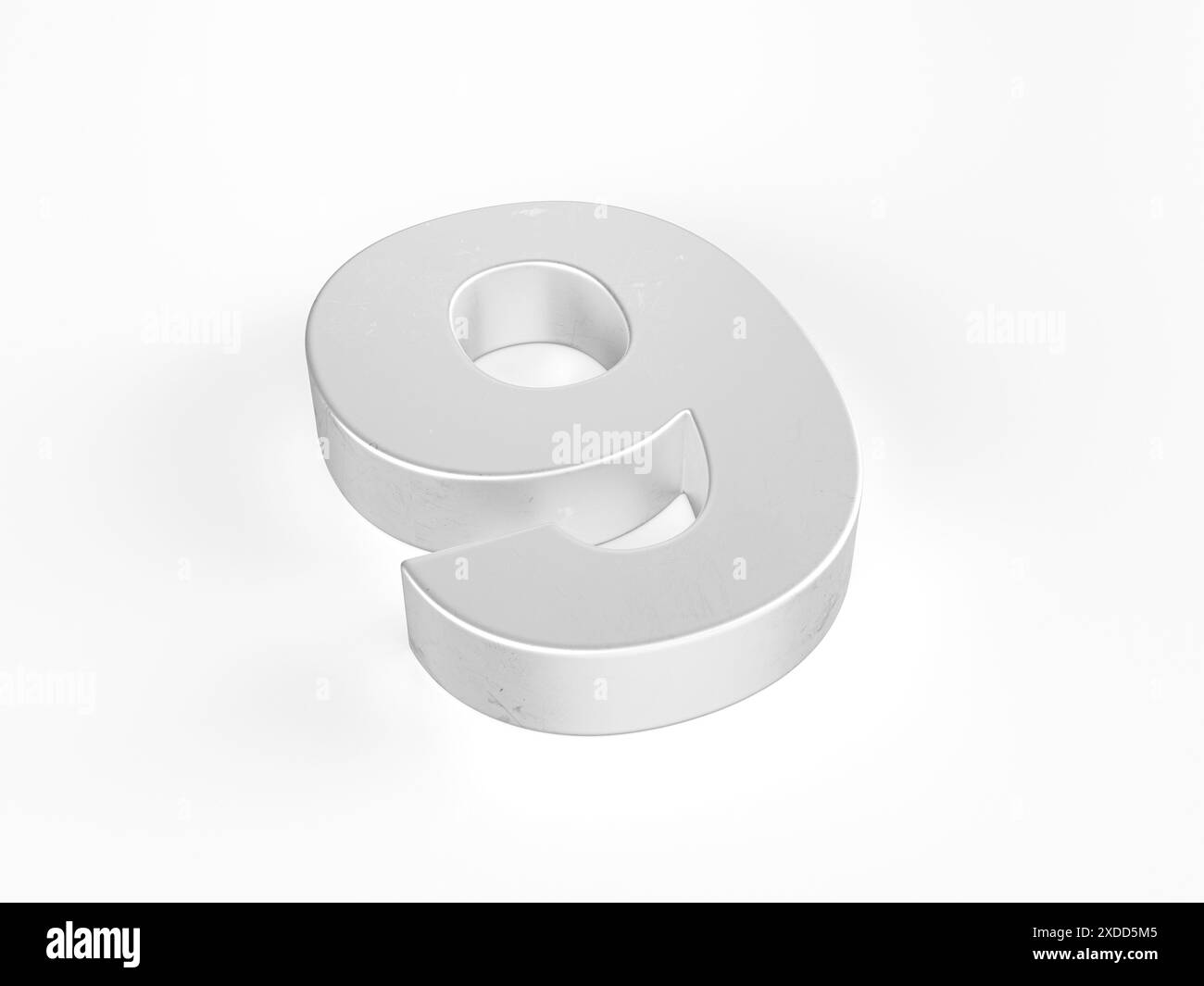 Metal number nine on a white background. 3d illustration Stock Photo ...