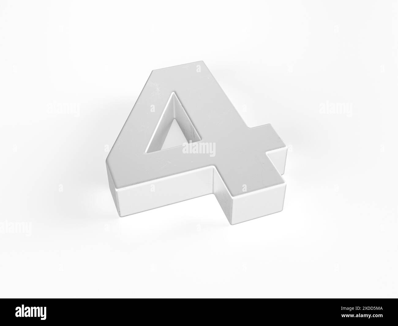 Metal number four on a white background. 3d illustration Stock Photo ...