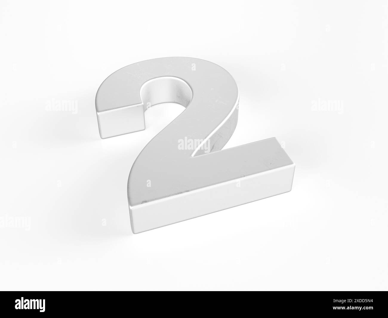 Metal number two on a white background. 3d illustration Stock Photo - Alamy