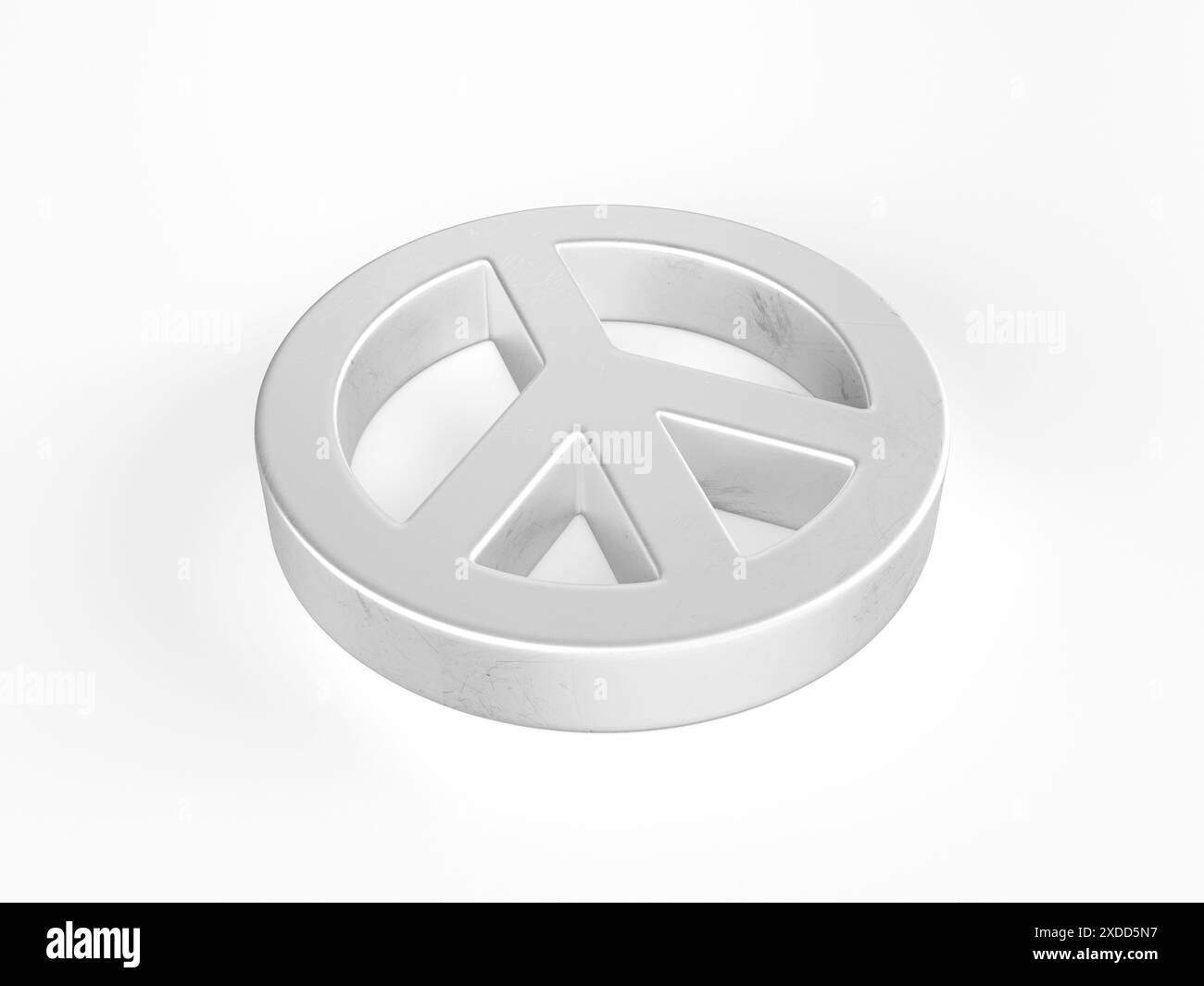 Metal peace symbol on a white background. 3d illustration Stock Photo ...
