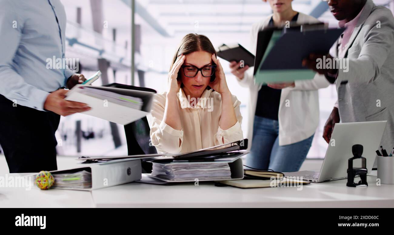 Team Leadership At Workplace. Leader Boss Stress And Headache Stock ...