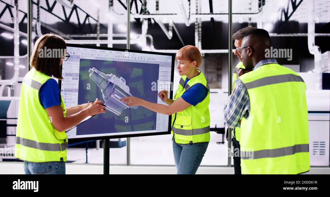 3D CAD Mechanical Parts Render On Computer. Technical Model Stock Photo ...