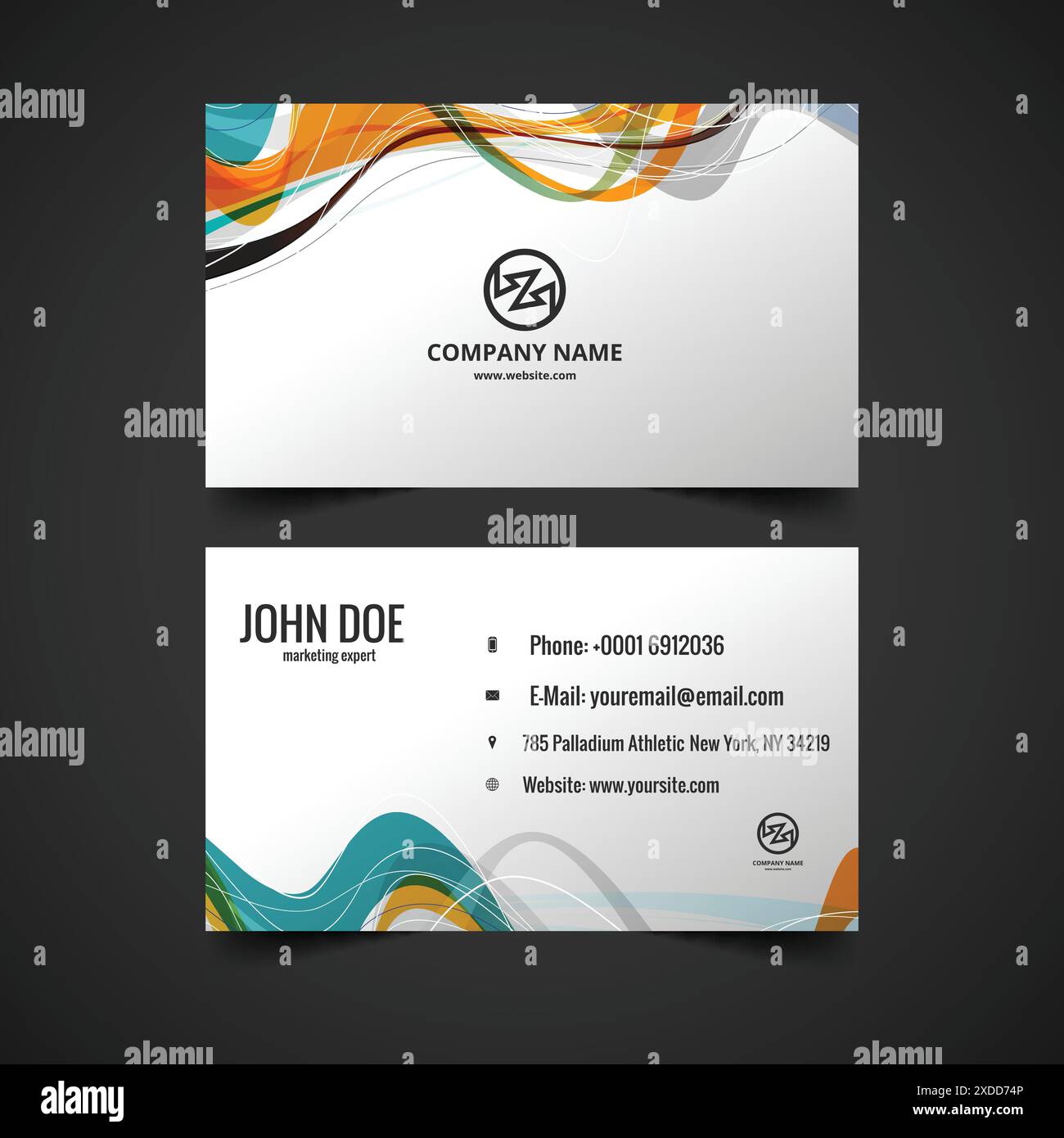 colorful wavy visiting card Stock Vector Image & Art - Alamy
