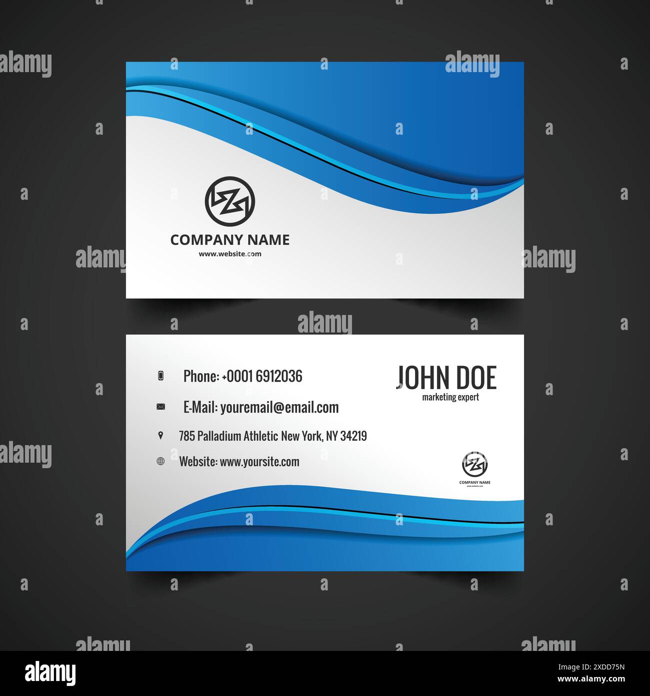 blue wavy visiting card vector design illustration Stock Vector Image ...