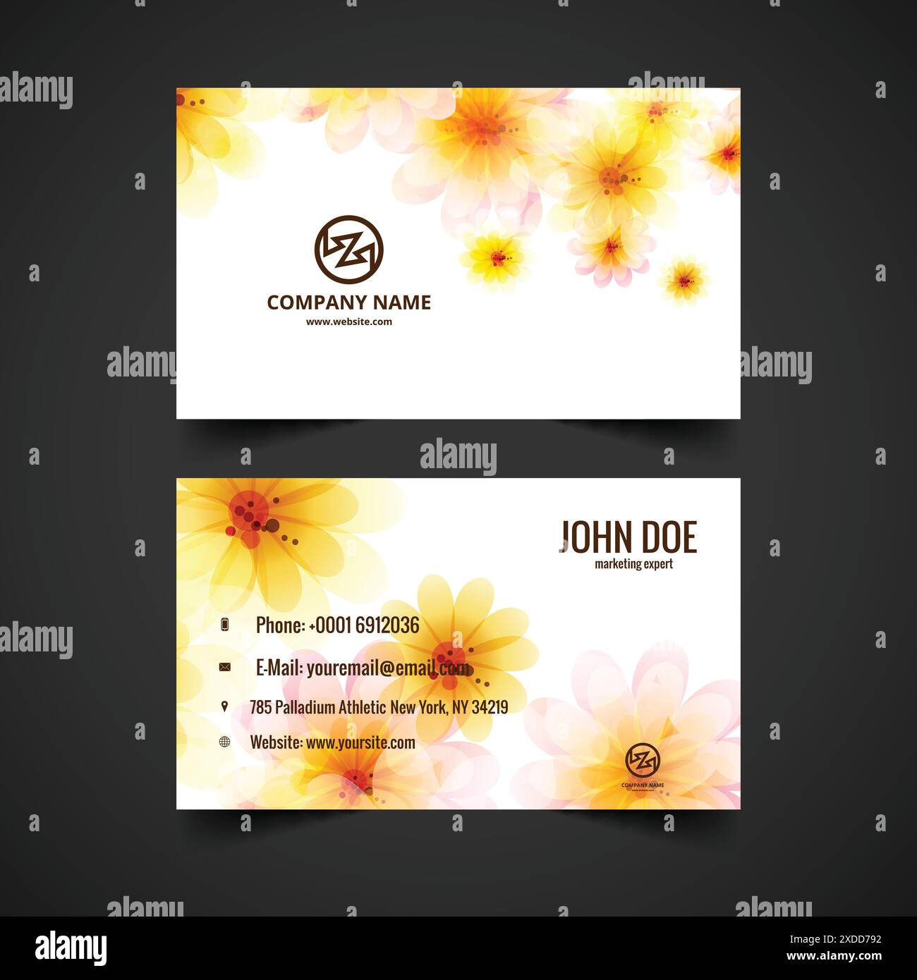 visit card with orange flowers vector design illustration Stock Vector ...