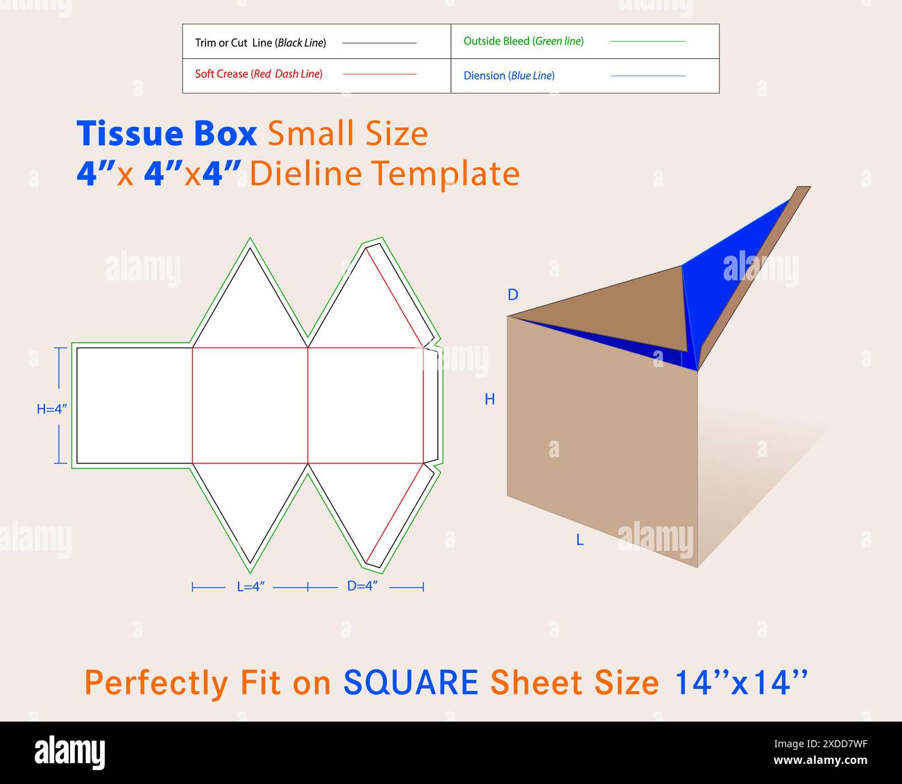 Triangular Tissue Box Small Size L 4,D 4, H 4 Inches Dieline Template ...