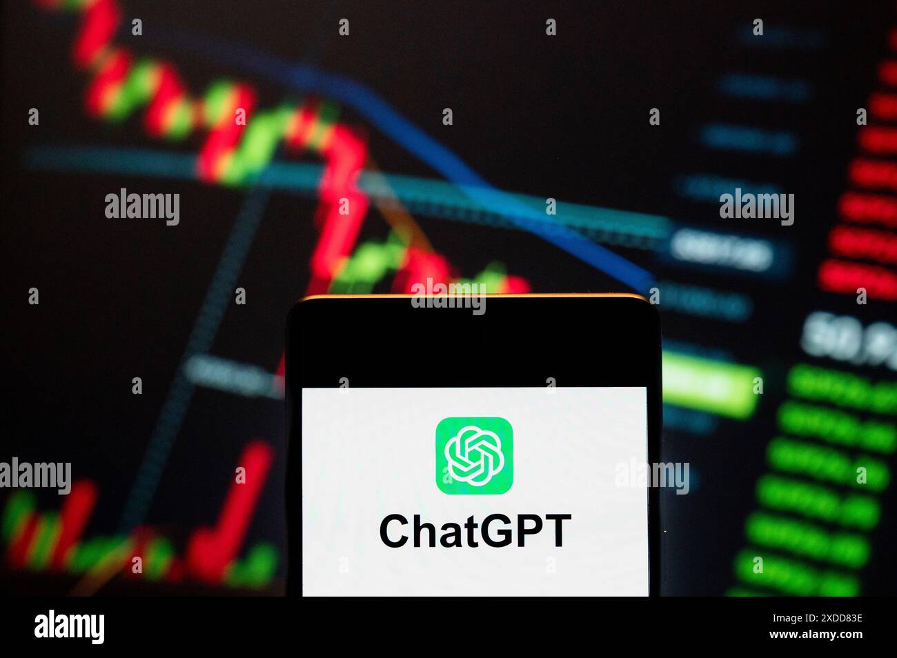 In this photo illustration, the language model-based chatbot developed by OpenAI, ChatGPT, logo ...