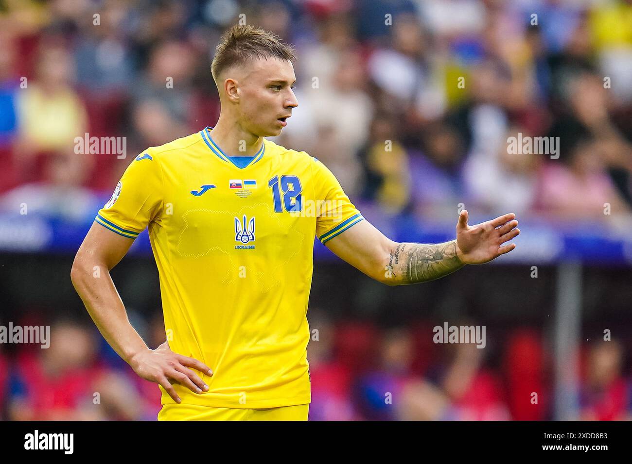 DUSSELDORF, GERMANY - JUNE 21: Volodymyr Brazhko of Ukraine gestures ...