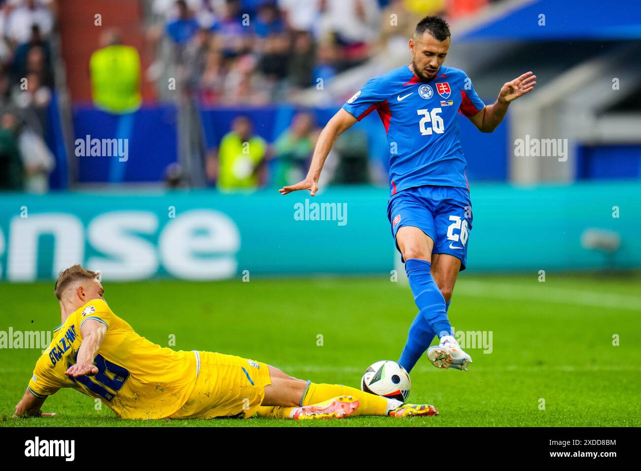 DUSSELDORF, GERMANY - JUNE 21: Volodymyr Brazhko of Ukraine challenges ...
