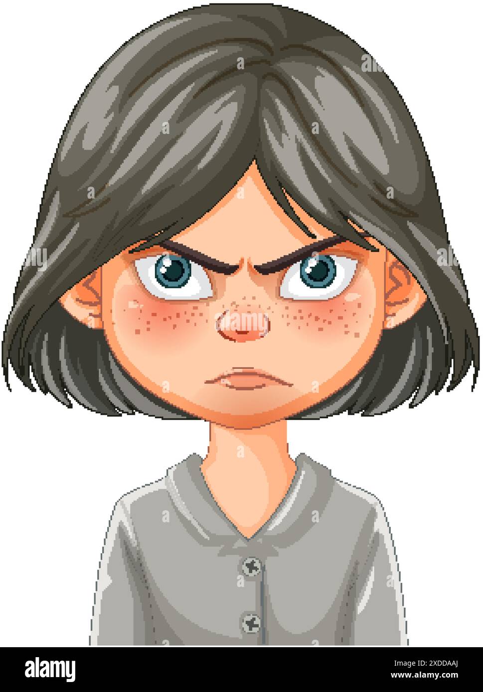 Illustration of a girl with an angry expression Stock Vector Image ...