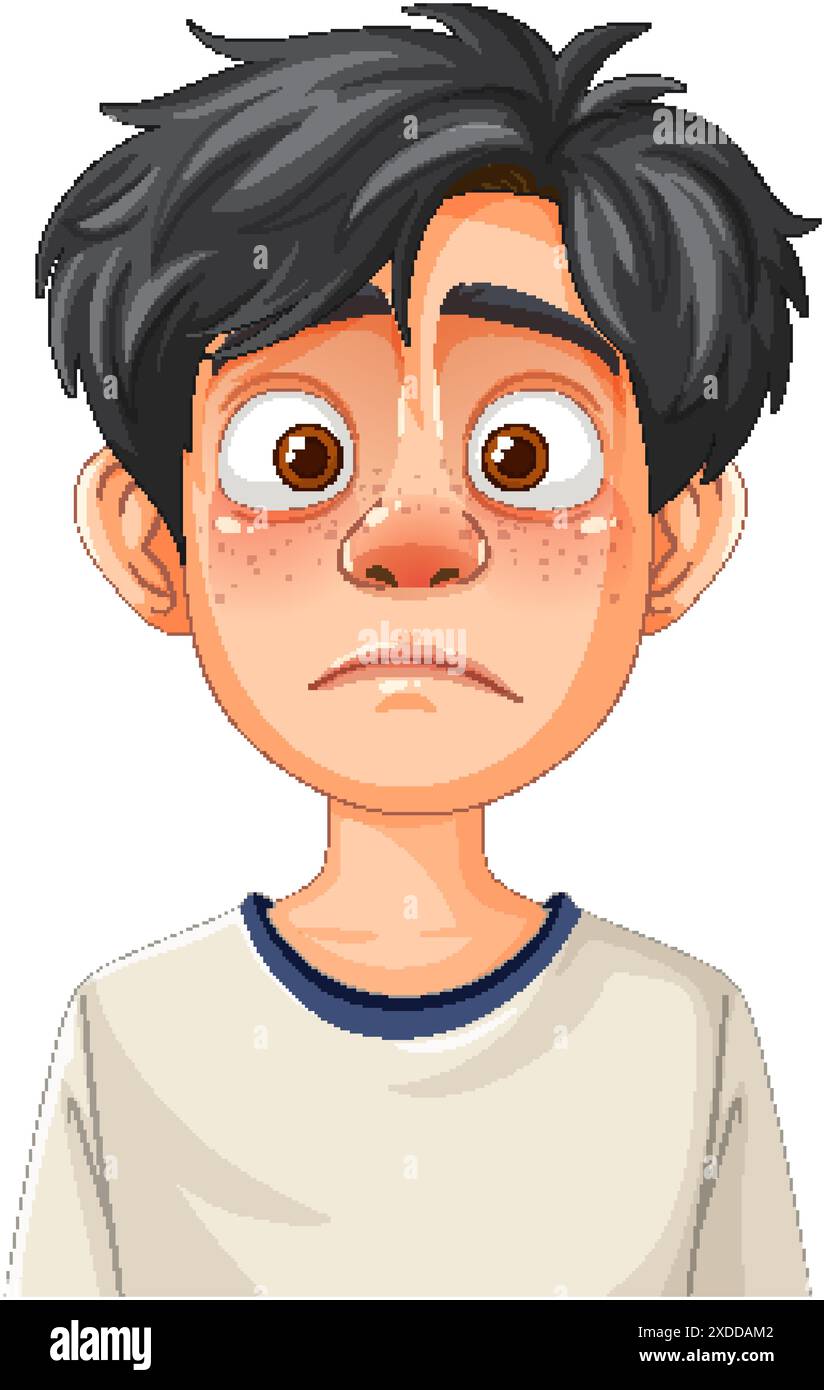 A cartoon boy with a concerned expression Stock Vector Image & Art - Alamy