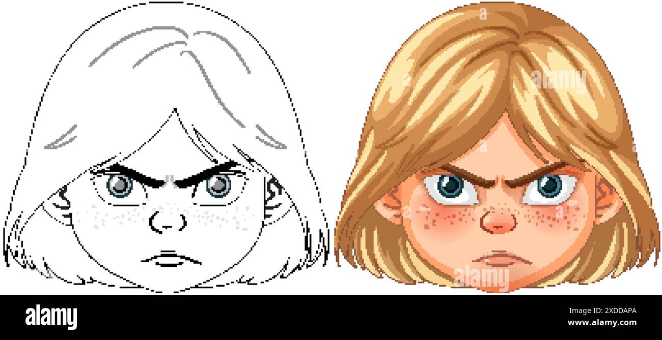 Vector illustration of an angry child's face Stock Vector Image & Art ...