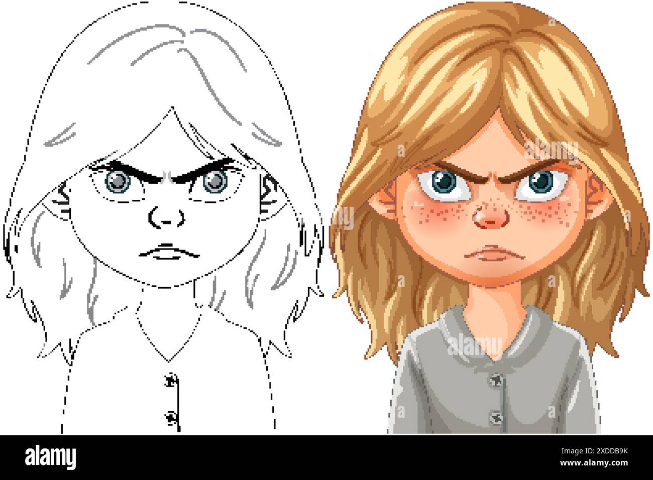 Vector illustration of an angry girlâ s face Stock Vector Image & Art ...