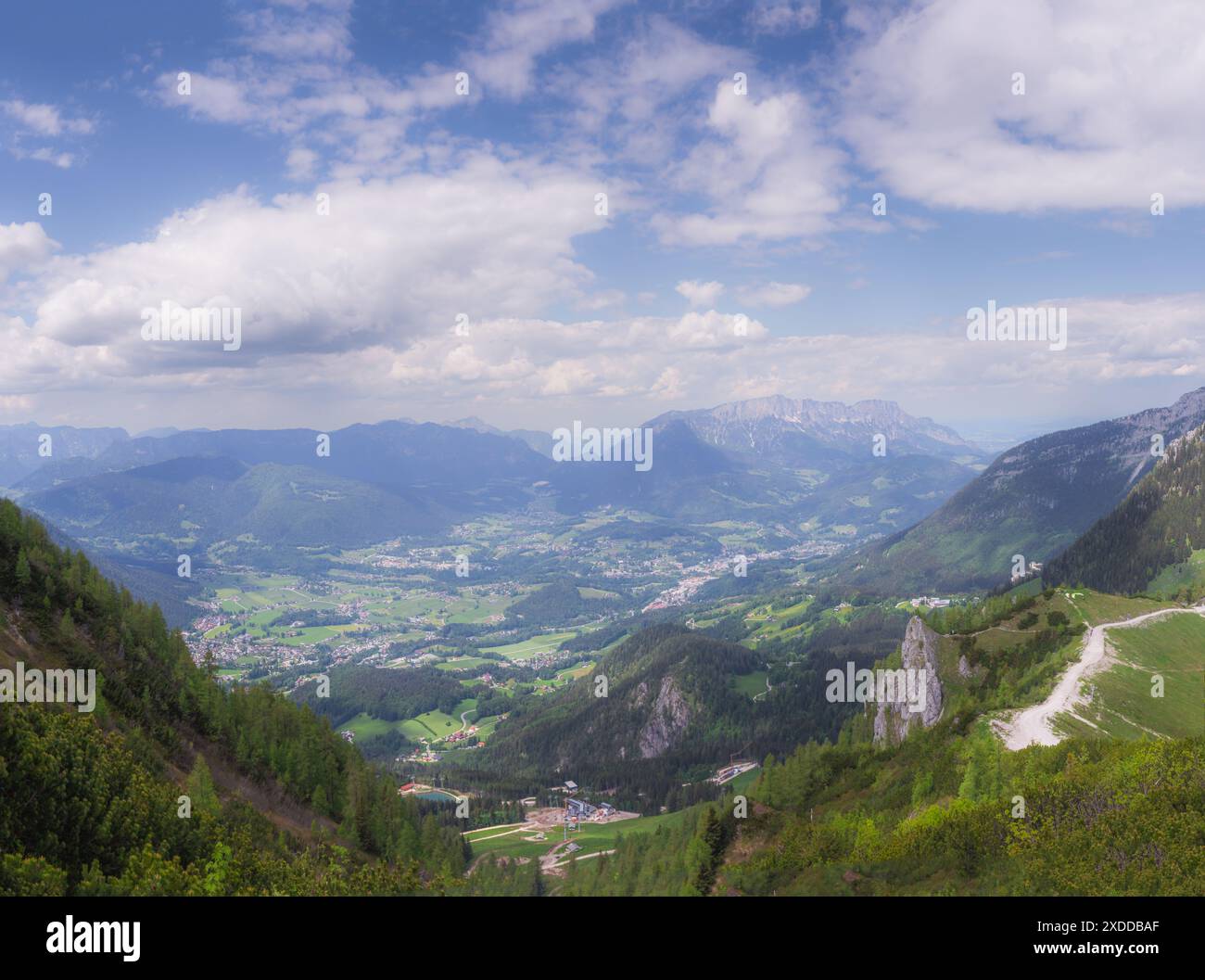 Mountain valley with tracks near Jenner mount in Berchtesgaden National ...