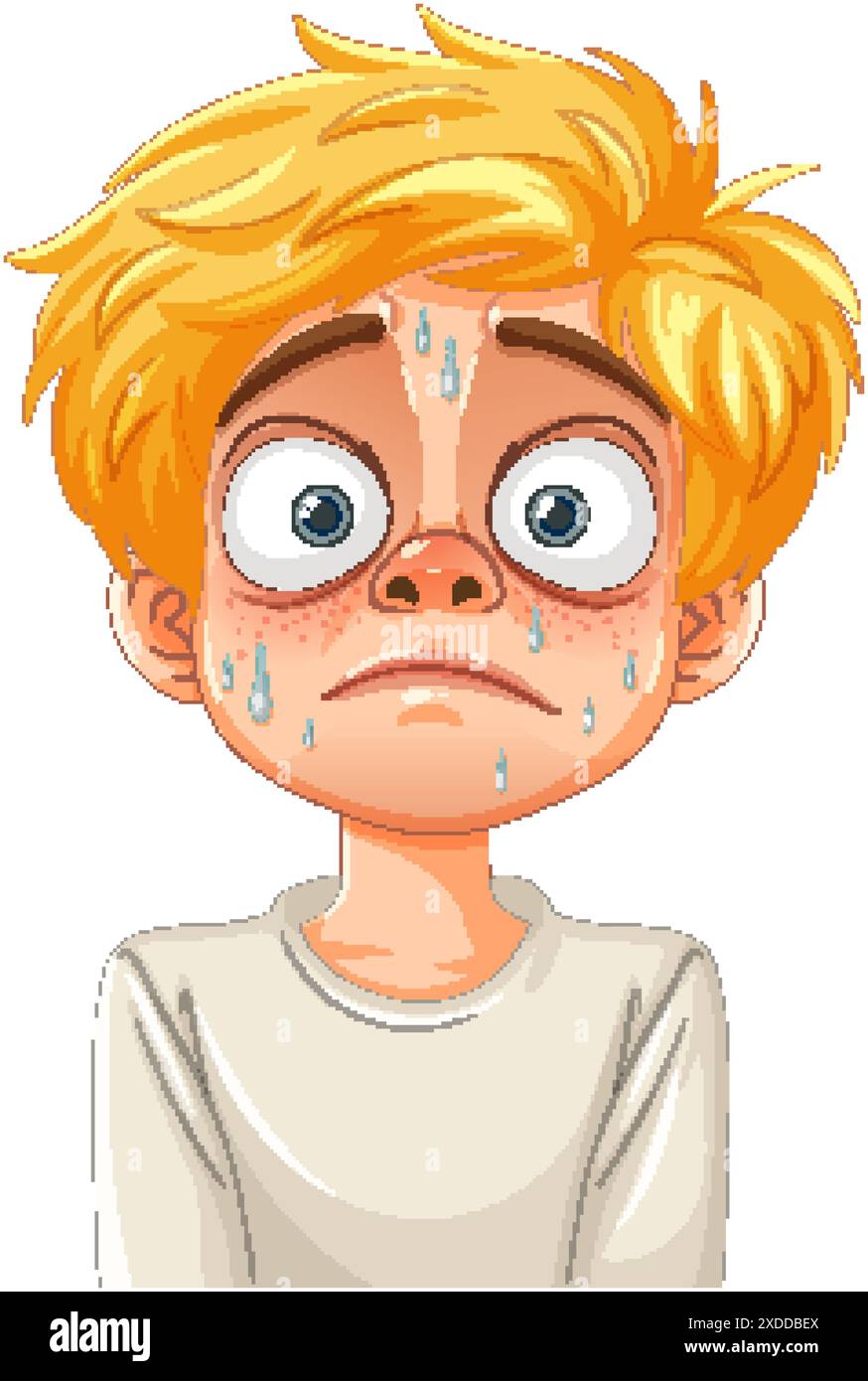 Illustration of a boy sweating and looking nervous Stock Vector Image ...
