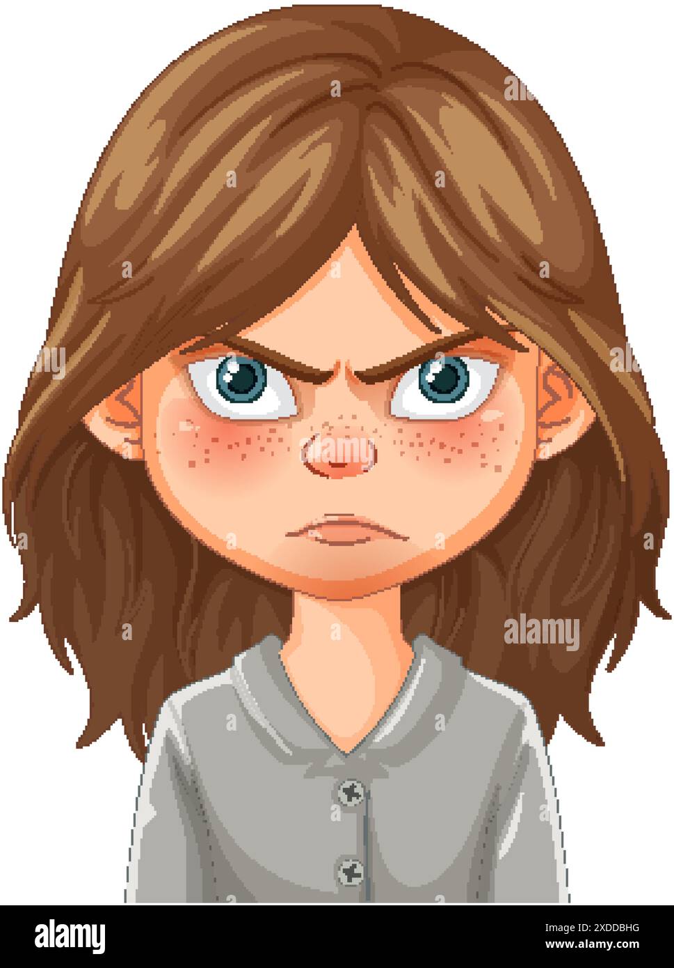 Illustration of a girl with an angry expression Stock Vector Image ...
