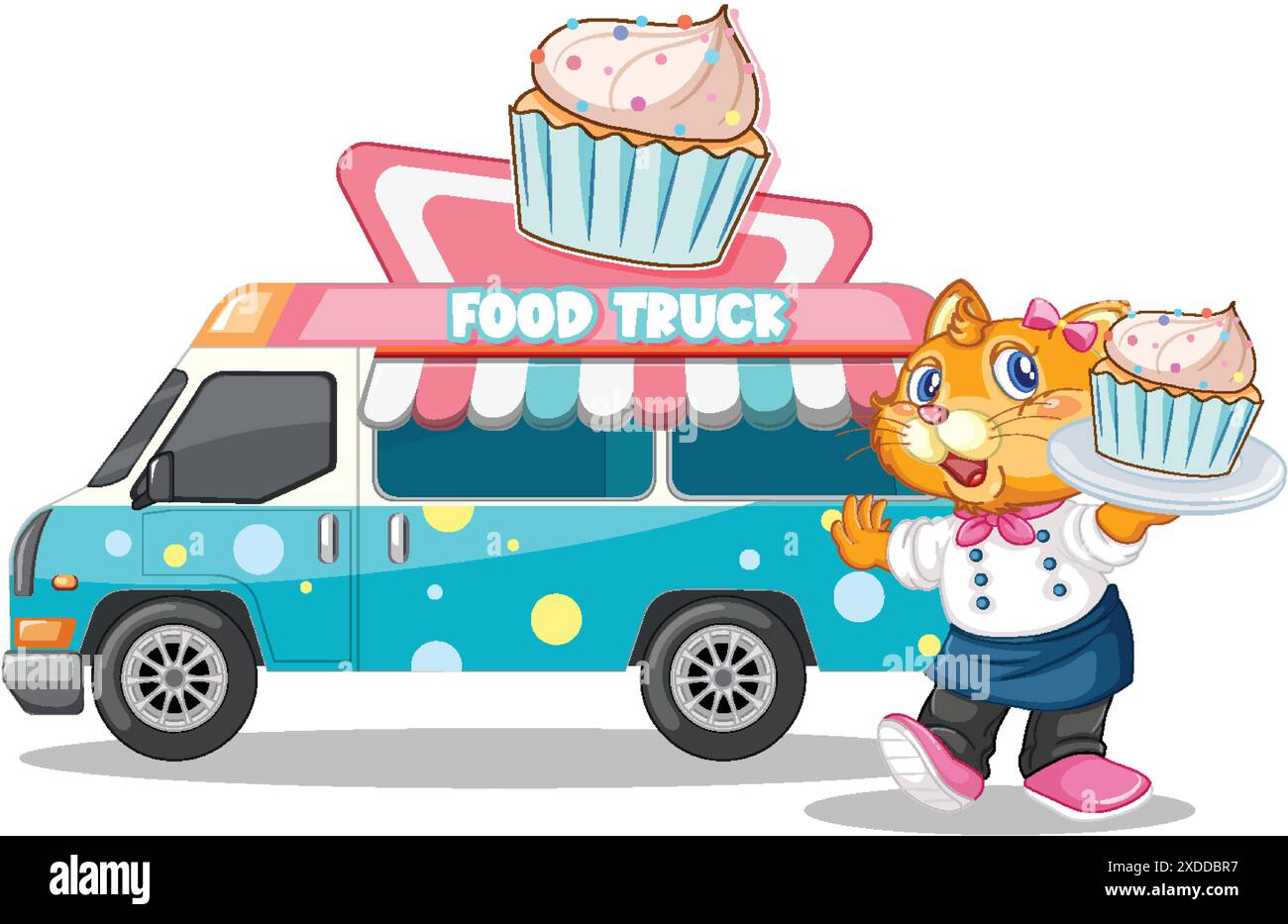 Cartoon cat serving cupcakes from food truck Stock Vector Image & Art ...