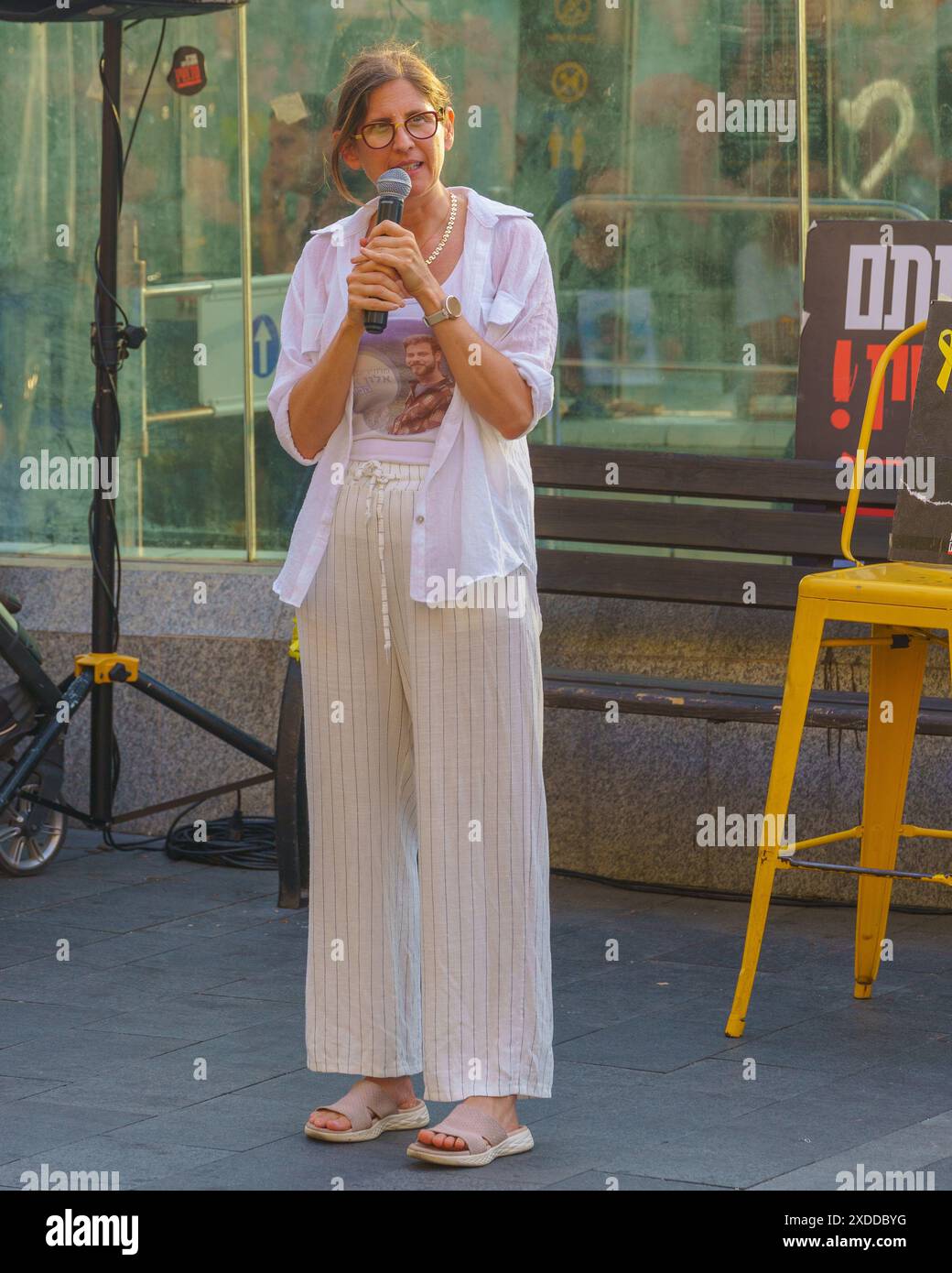 Haifa, Israel - June 20, 2024: Idit Ohel, mother of Alon Ohel who is ...