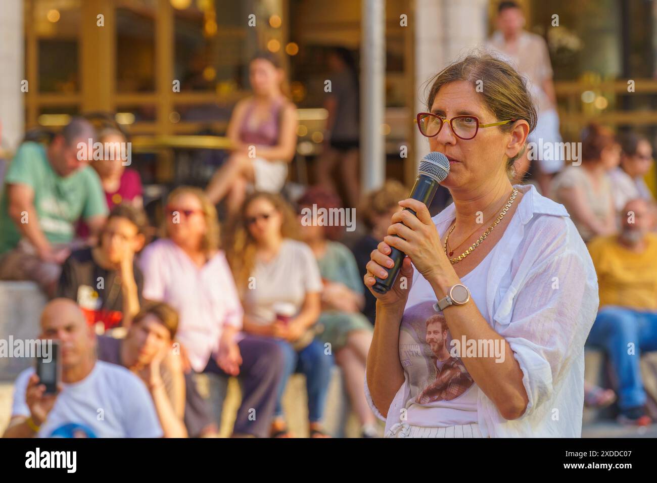 Haifa, Israel - June 20, 2024: Idit Ohel, mother of Alon Ohel who is ...
