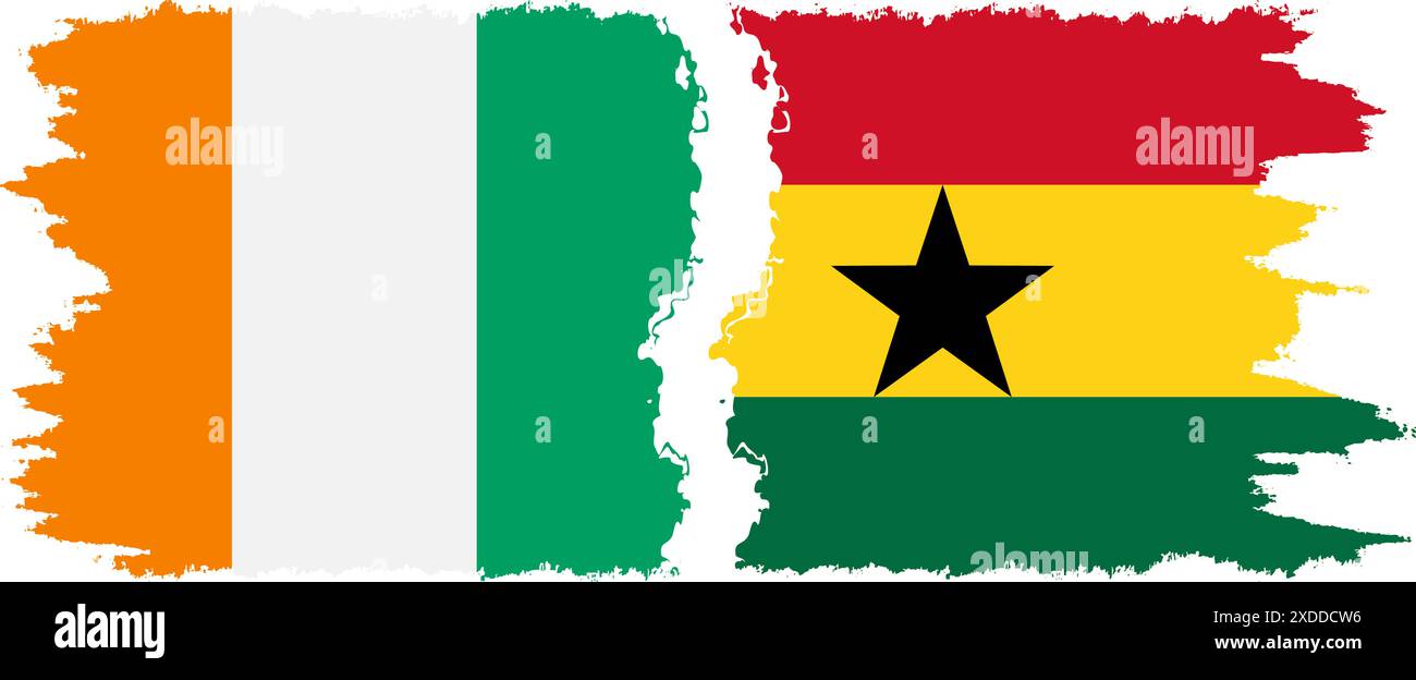 Ghana and Ivory Coast grunge flags connection, vector Stock Vector ...