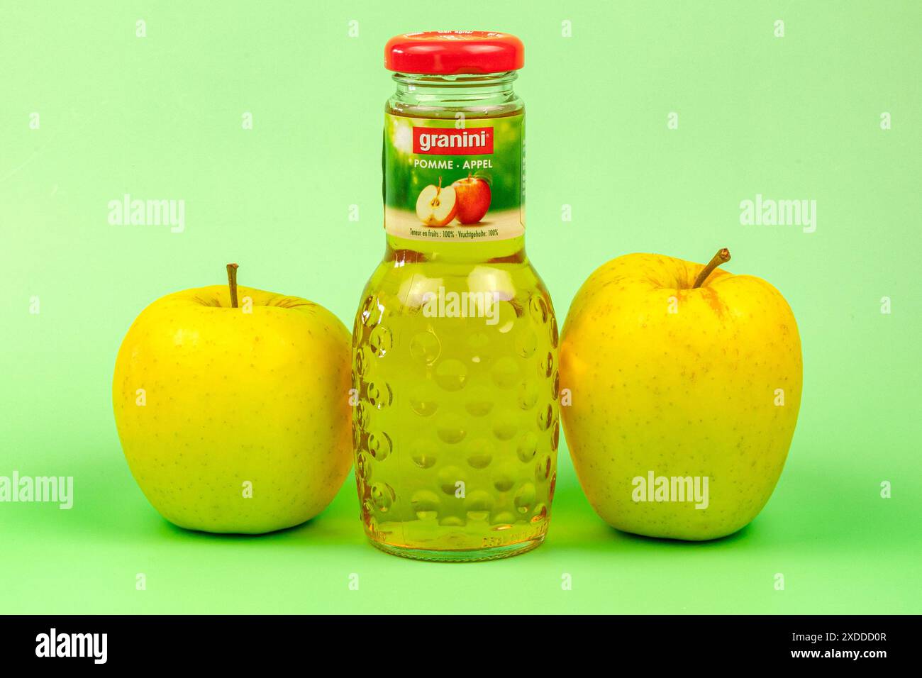 Granini brand apple juice bottle, isolated close-up Stock Photo - Alamy