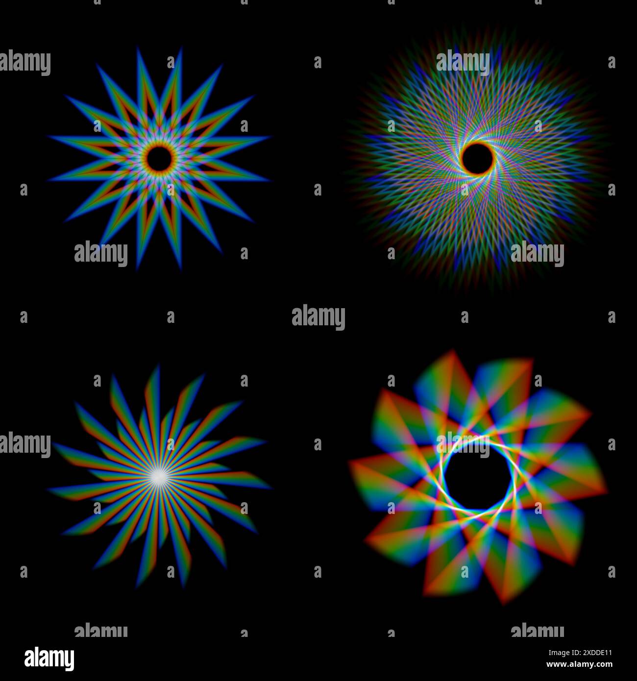 illustration. a set of 4 images of rainbow spirals Stock Photo - Alamy