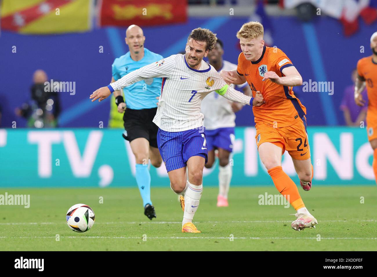 Antoine Griezmann of France and Jerdy Schouten of Netherlands during the UEFA Euro 2024, Group D ...