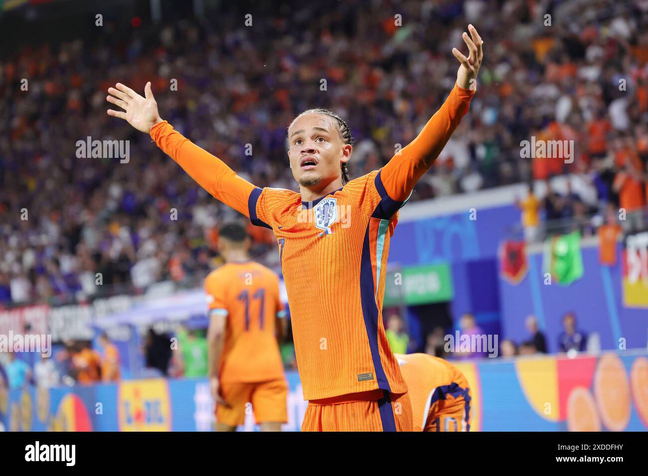 Xavi Simons of Netherlands celebrates his goal, which is then cancelled ...