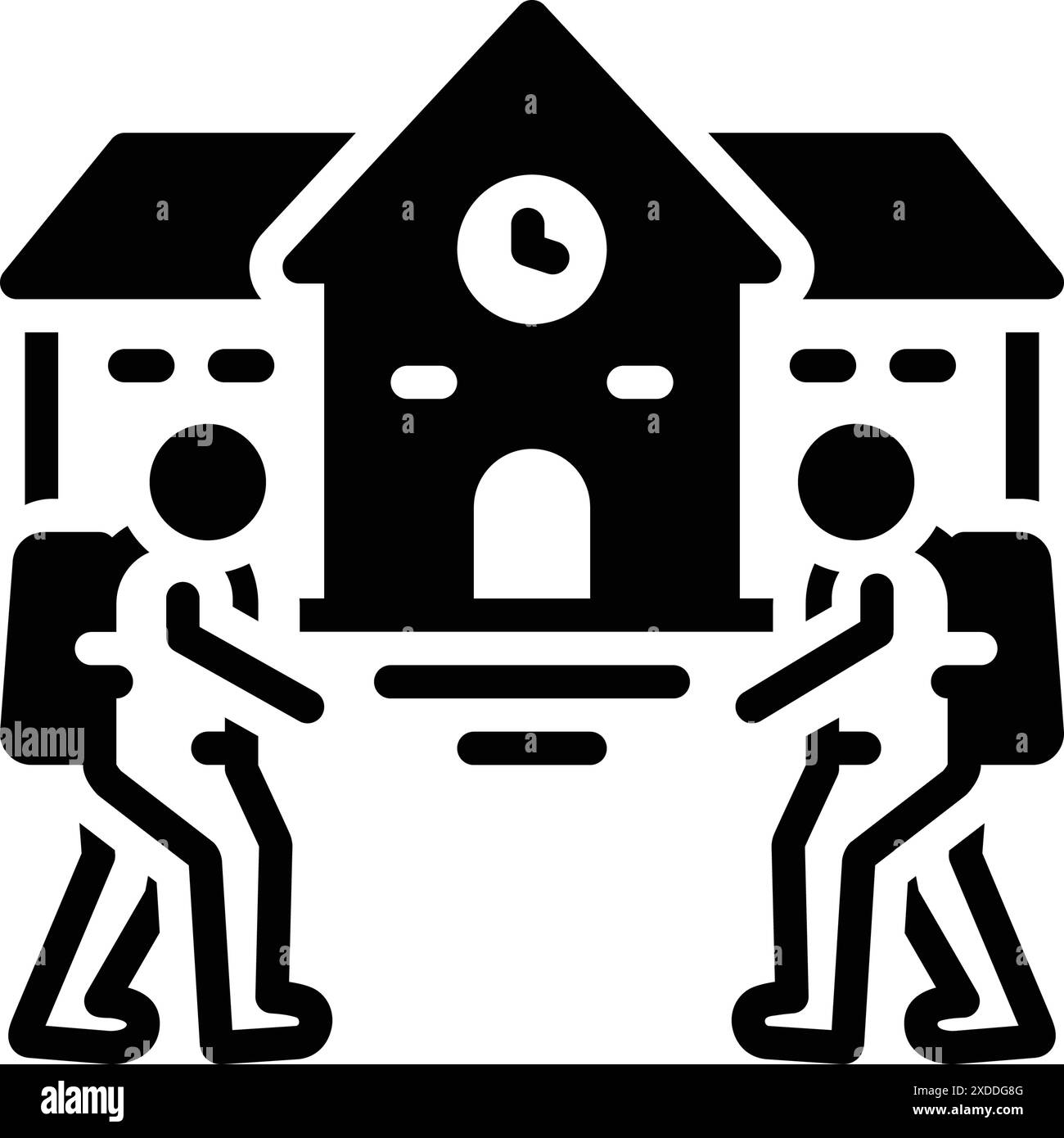 Children entering school building Stock Vector Images - Alamy