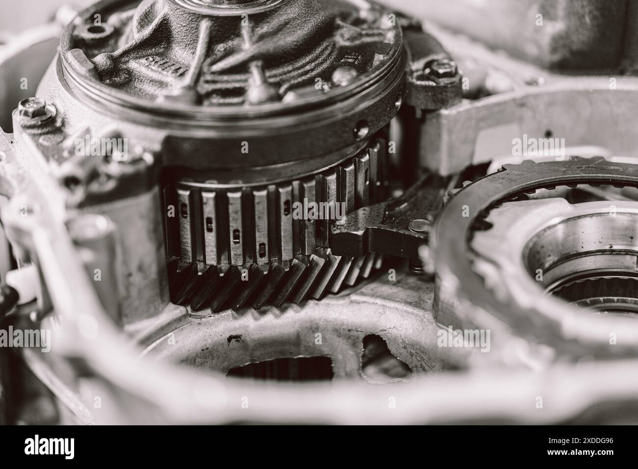 Closeup Motor Engine Clutch Gear, Auto Garage Motor racing part service ...