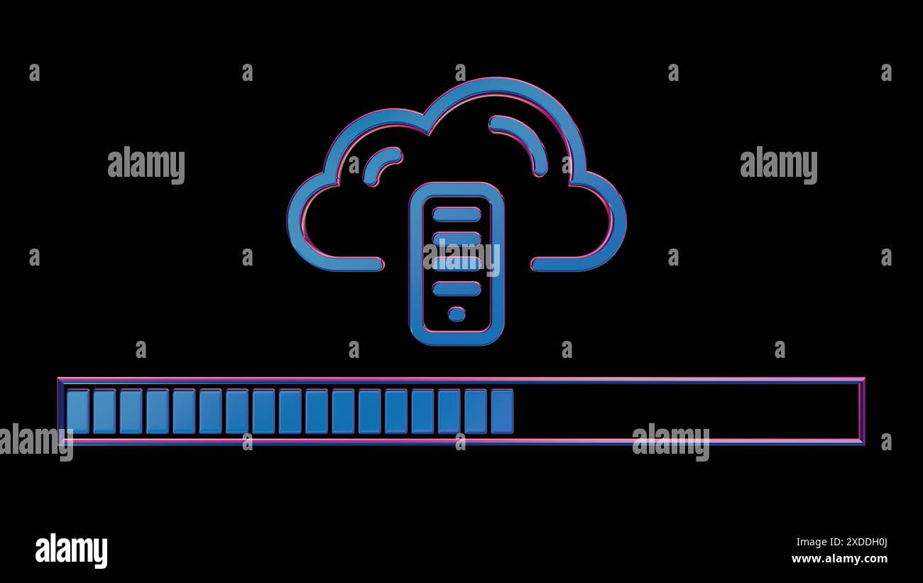 Retro Loading Animation 3D Neon Retro Icon Cloud with Stock Photo - Alamy